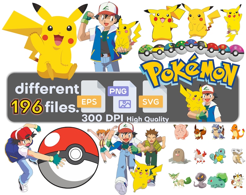 Pokemon SVG, Pokemon PNG, PNG Pack, Sticker, Clipart, Instant Download ...