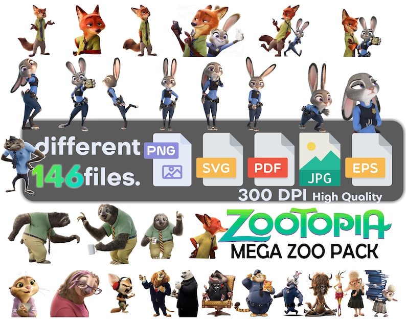 Zootopia PNG SVG Bundle | PNG Pack | Zootopia Sticker | Instant ...