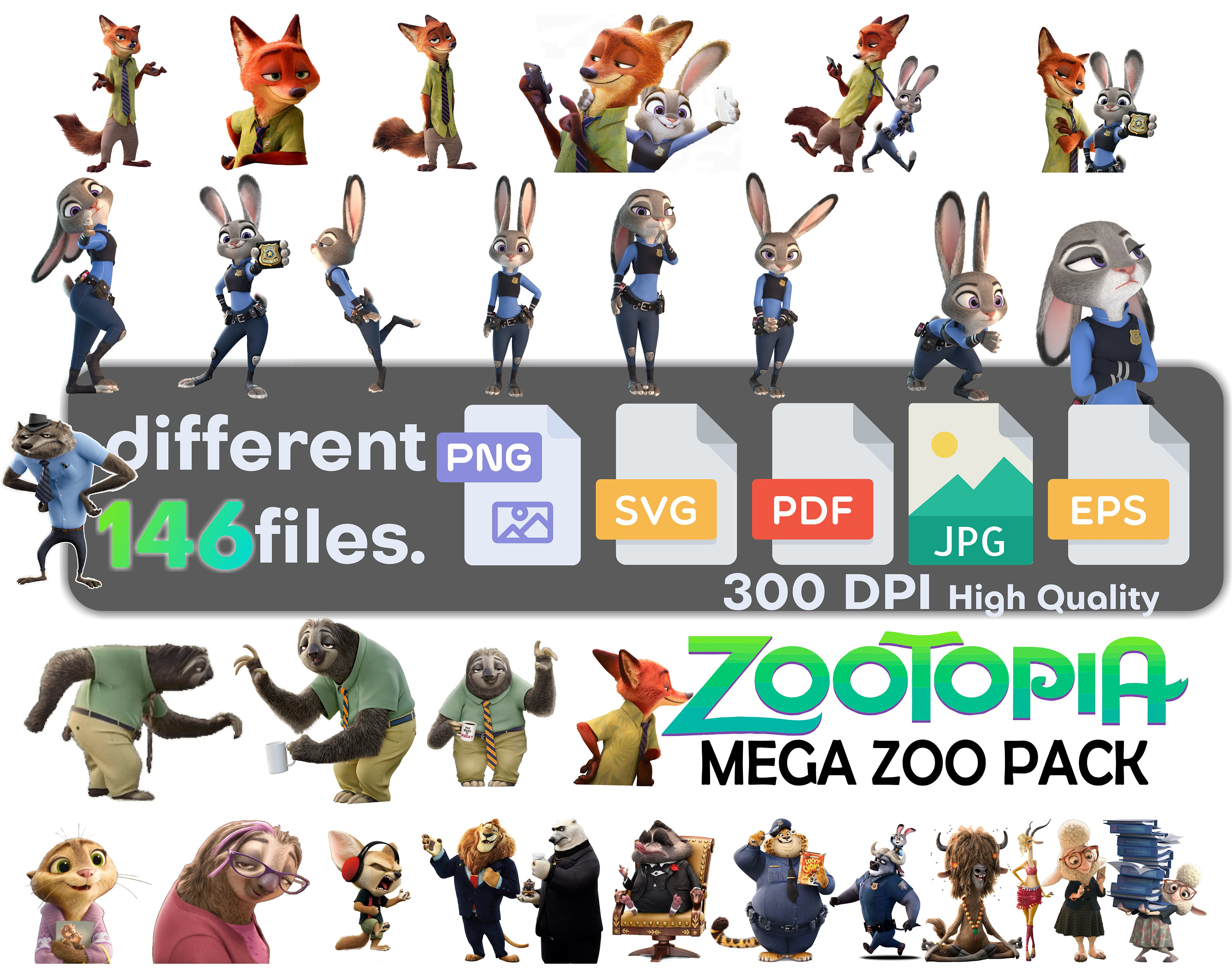 Zootopia PNG SVG Bundle | PNG Pack | Zootopia Sticker | Instant ...