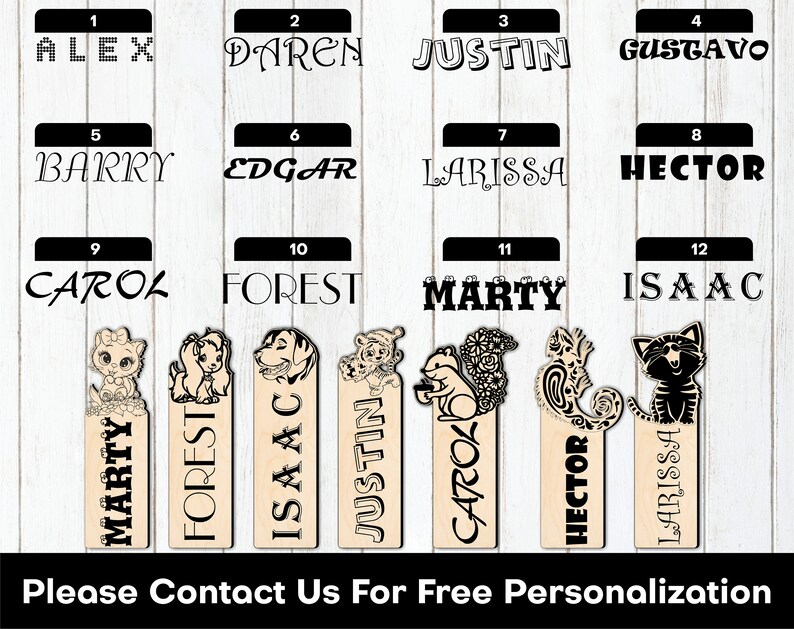 Personalized Laser Cut Bookmark Template Animal Bookmark SVG Engraved ...