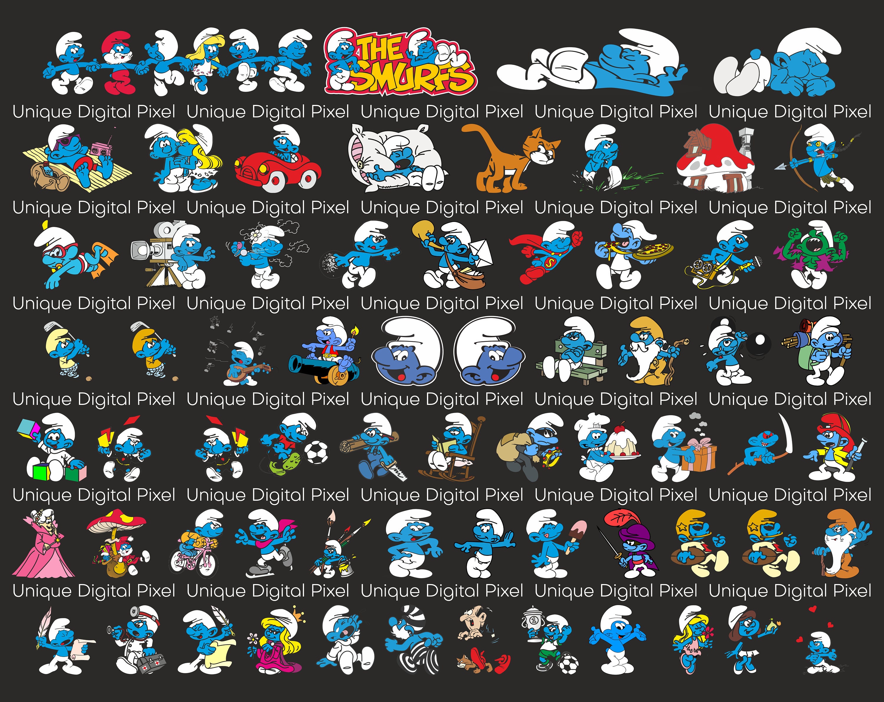 Schtroumpfs SVG, Schtroumpfs PNG, PNG Pack, Autocollant, Clipart ...