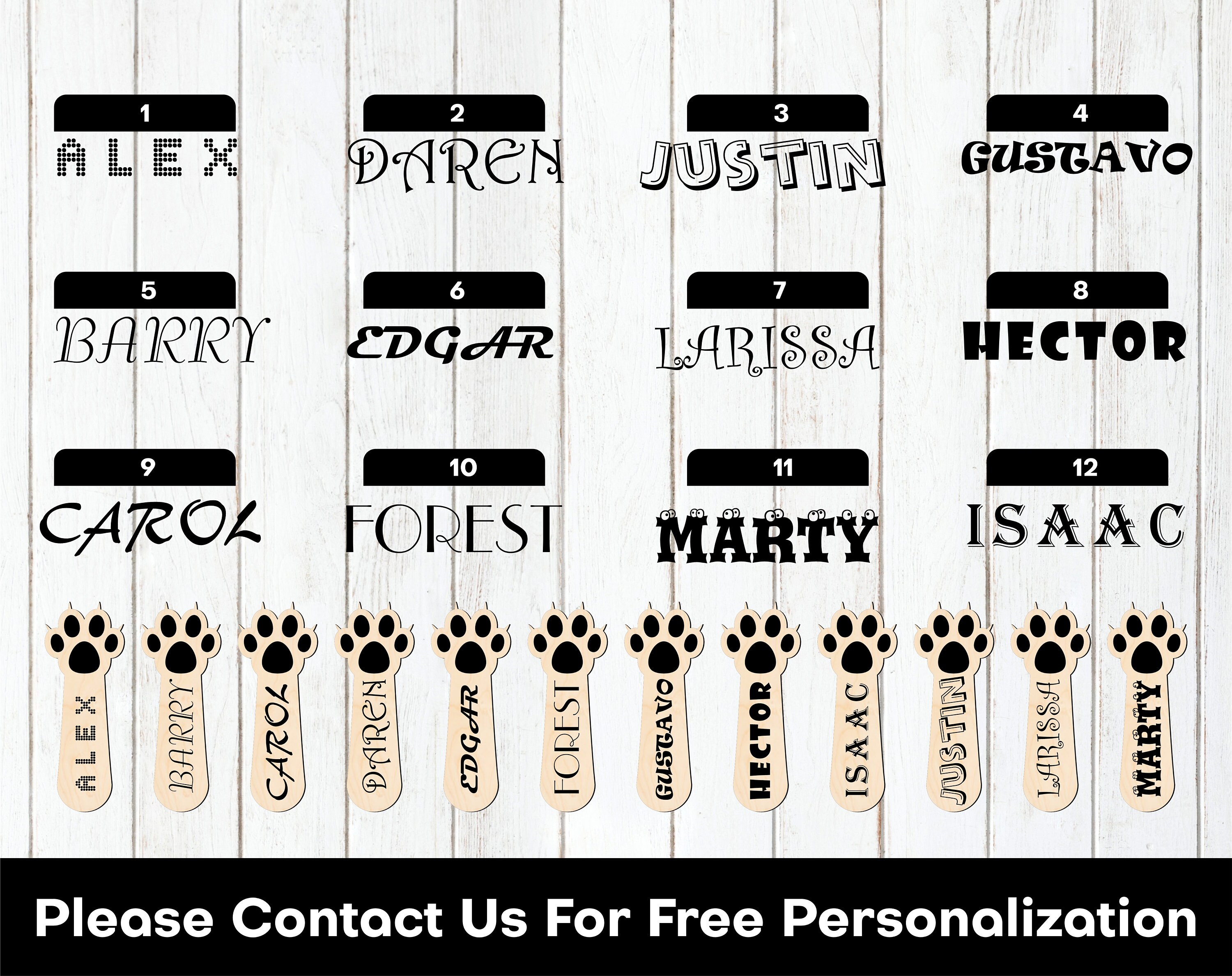 Personalized Laser Cut Bookmark Template Cat Paw Bookmark SVG - Etsy