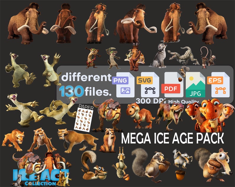 Ice Age SVG, Ice Age PNG, PNG Pack, Sticker, Clipart, Instant Download ...