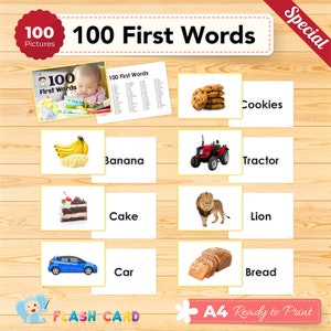 First 100 Words for Kids. High Quality Real Pictures Editable ...