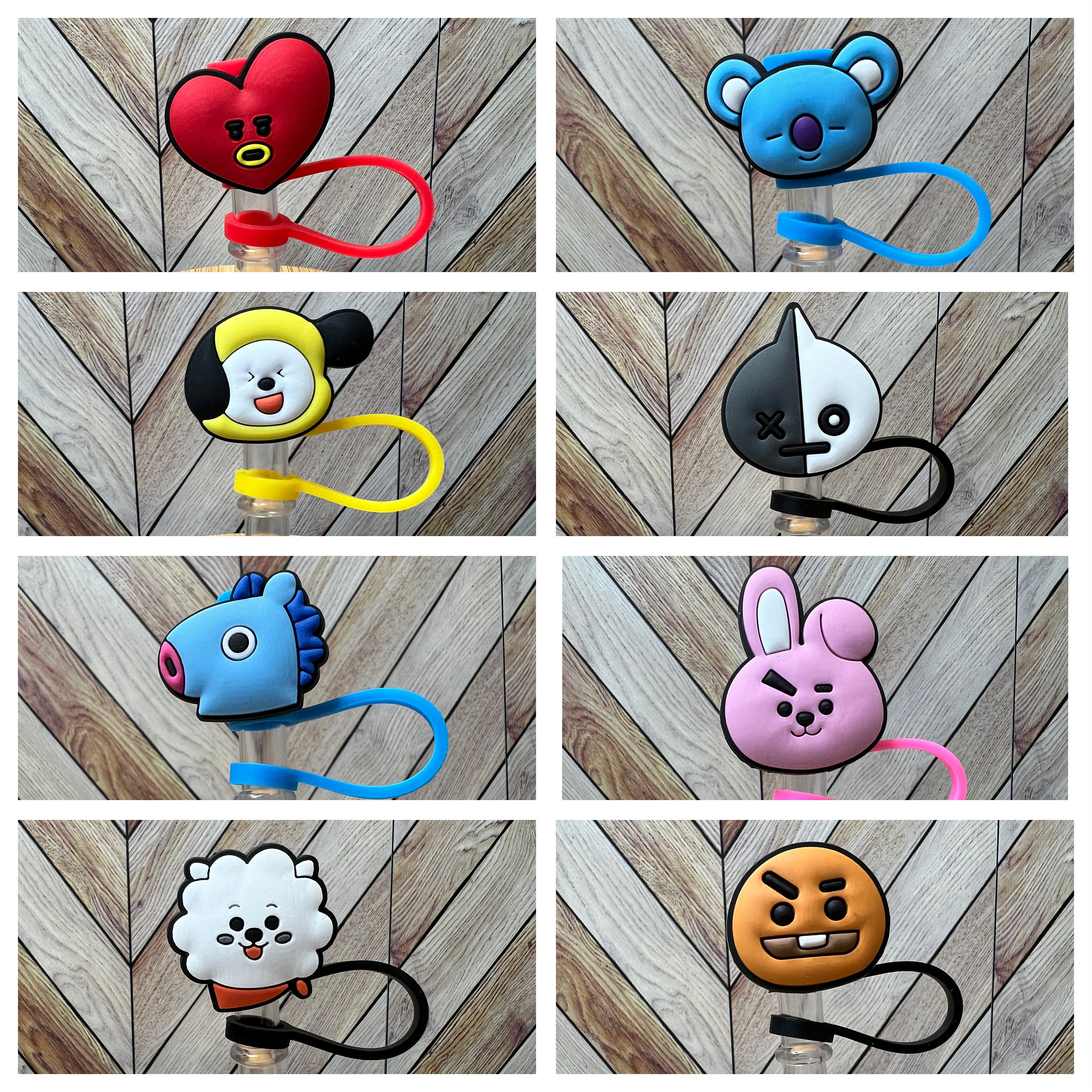 Straw Toppers BT21 Straw Toppers Cups BTS Kawaii - Etsy
