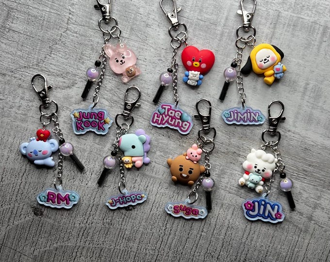 BT21 Inspired Keychain | Kpop | RJ | Shooky | Mang | Koya | Chimmy ...