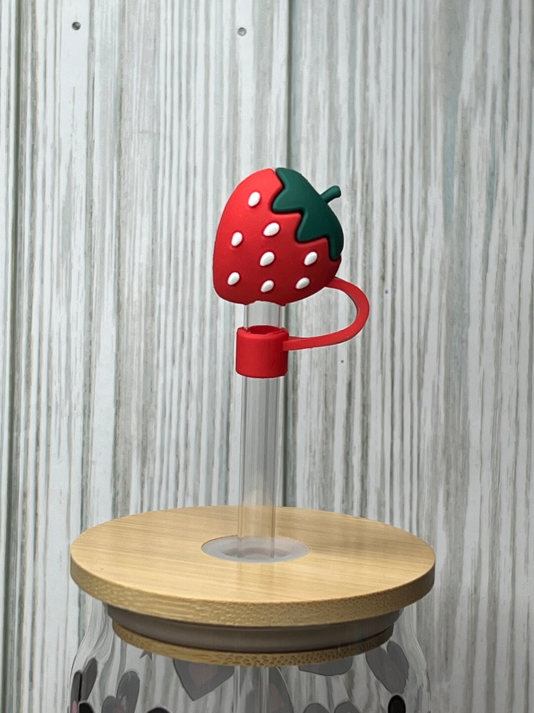 Straw Toppers Strawberry Straw Toppers Cups Reusable Straw Topper - Etsy