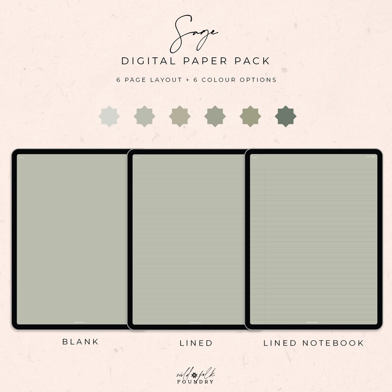 Digital Notepaper Templates | Sage Green Digital Paper | Notetaking ...
