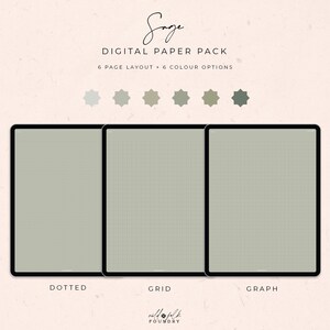 Digital Notepaper Templates | Sage Green Digital Paper | Notetaking ...