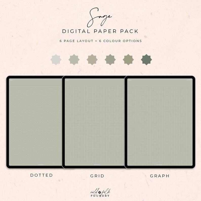 Digital Notepaper Templates | Sage Green Digital Paper | Notetaking ...