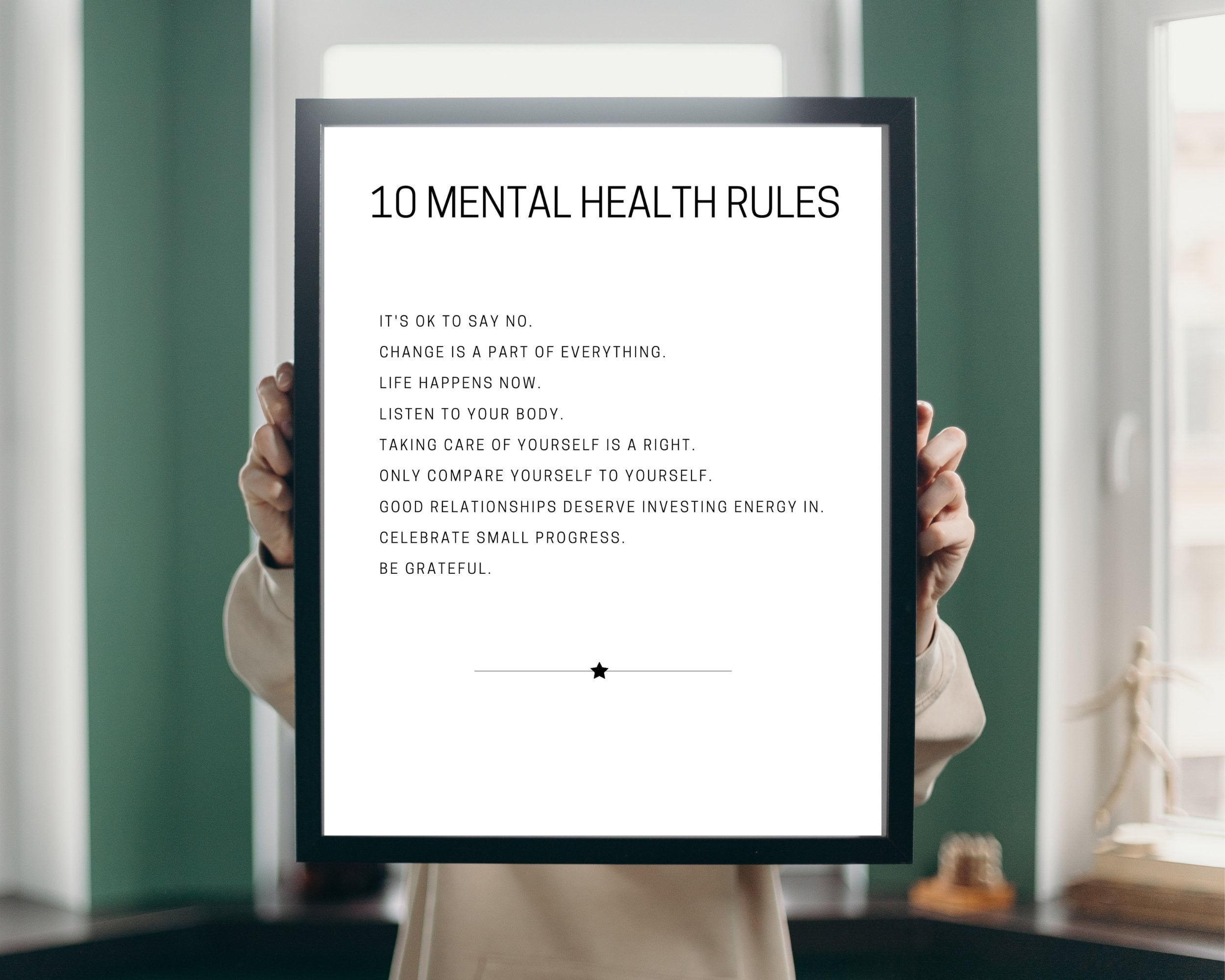 Mental Health Rules Checklist Digital Poster. Positive Thinking ...