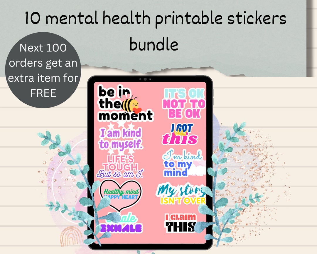 Mental Health Digital Stickers. PNG Stickers Mental Health Quotes. Self ...