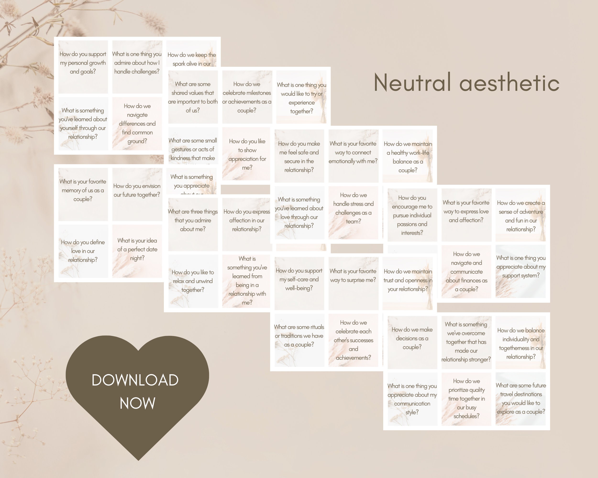 48 Couple Questions Printable Cards: Spark Meaningful Conversations and ...