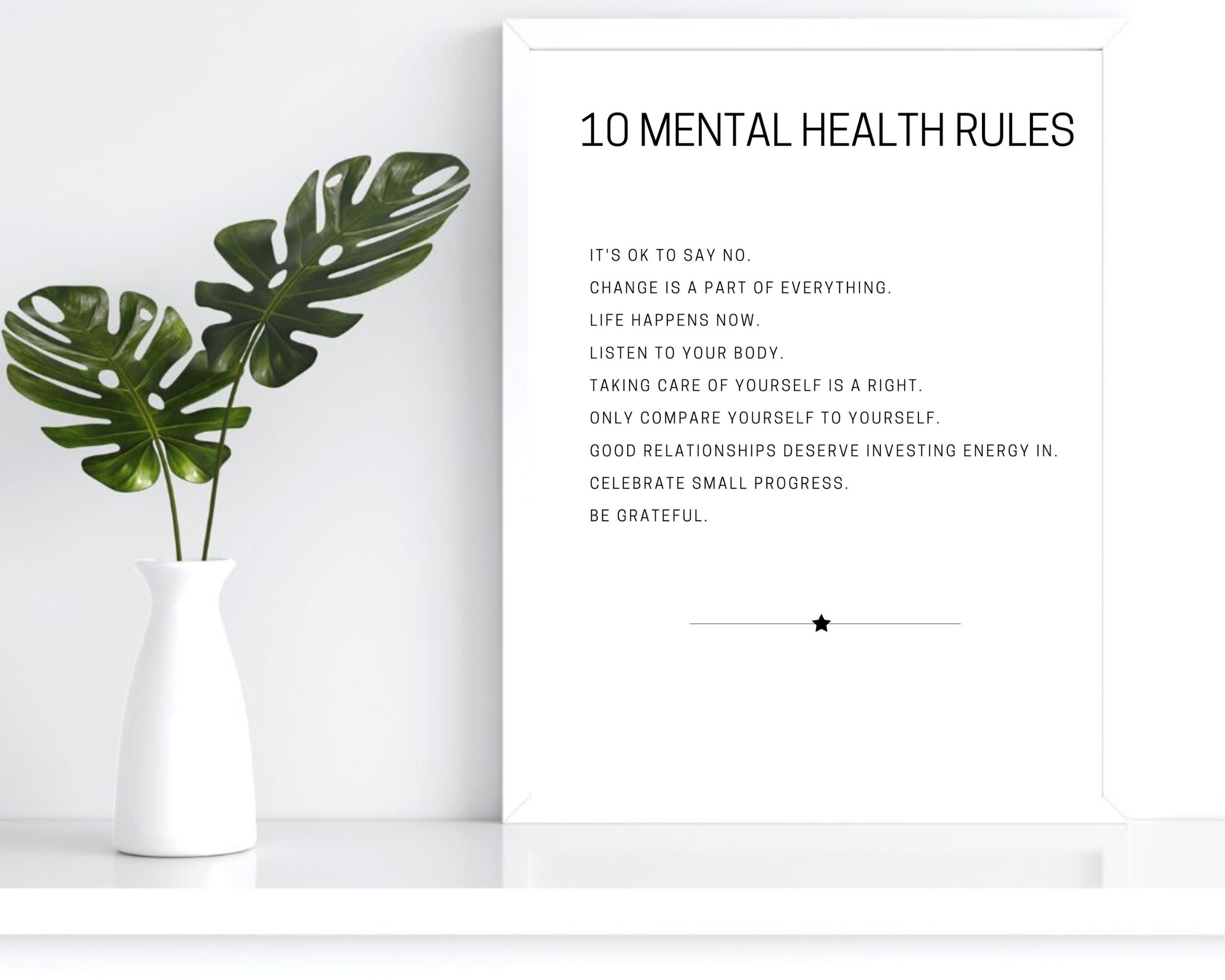 Mental Health Rules Checklist Digital Poster. Positive Thinking ...