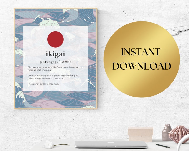 Ikigai Digital Poster. Japanese Inspired Printable Wall Art. Digital ...