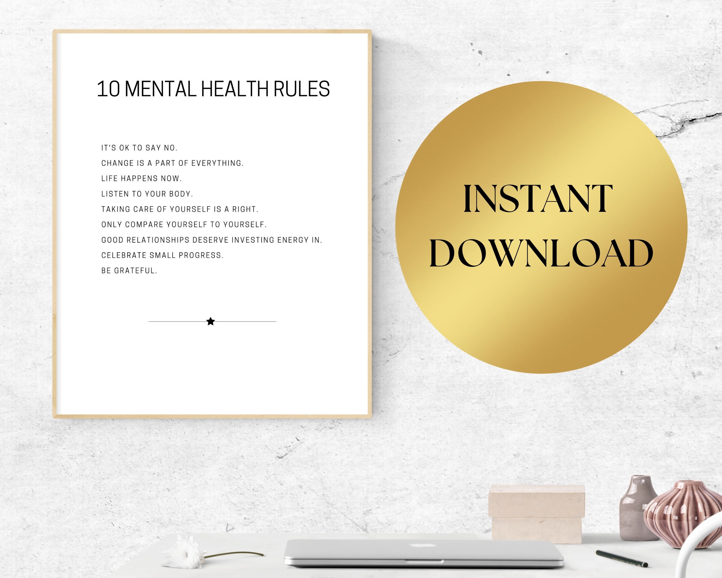 Mental Health Rules Checklist Digital Poster. Positive Thinking ...