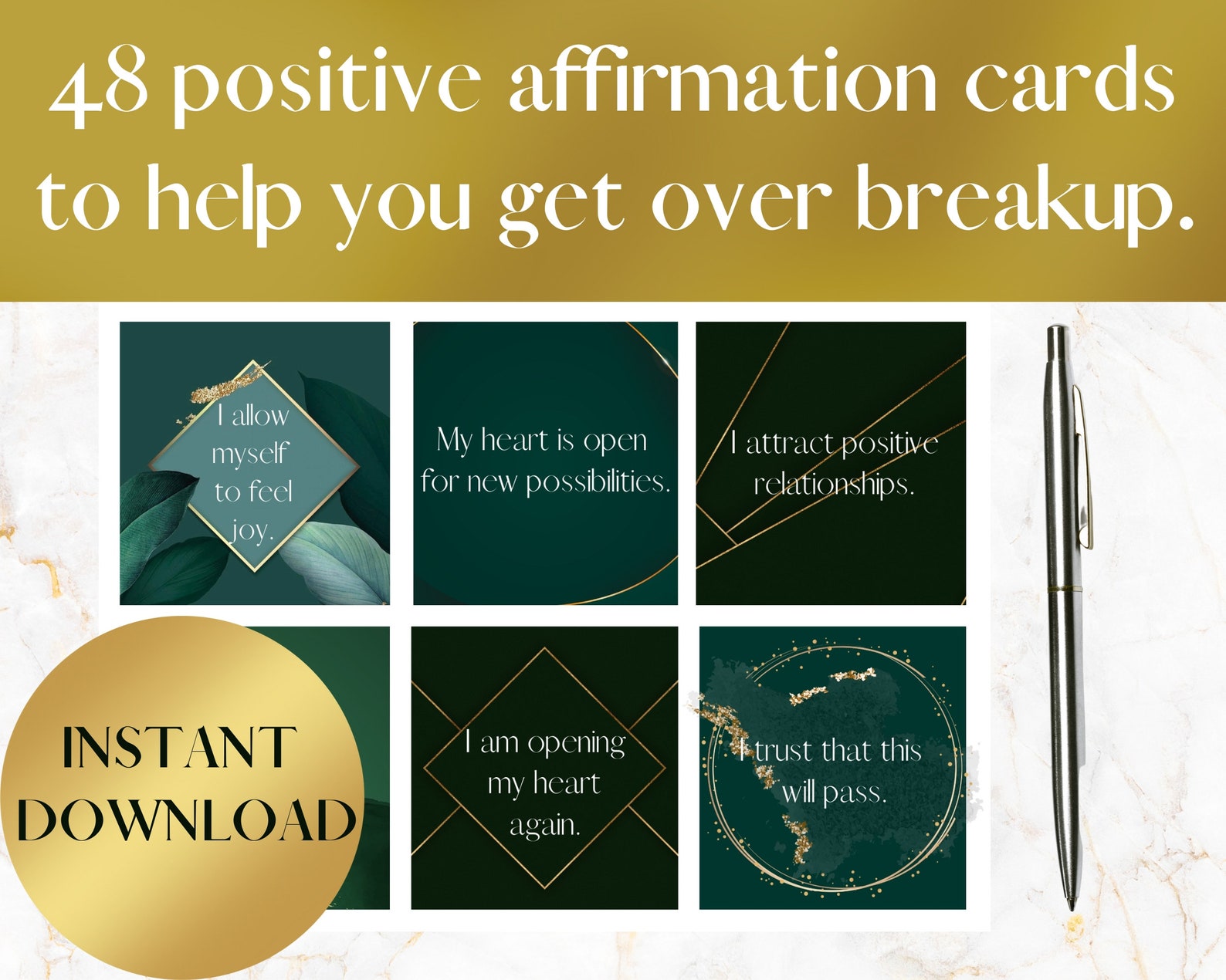 Positive Affirmations to Heal Your Broken Heart. Get Over - Etsy
