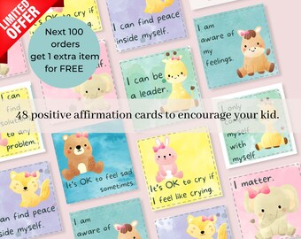 Kids Positive Affirmation Daily Cards | 100 Printable Rainbow Cards ...