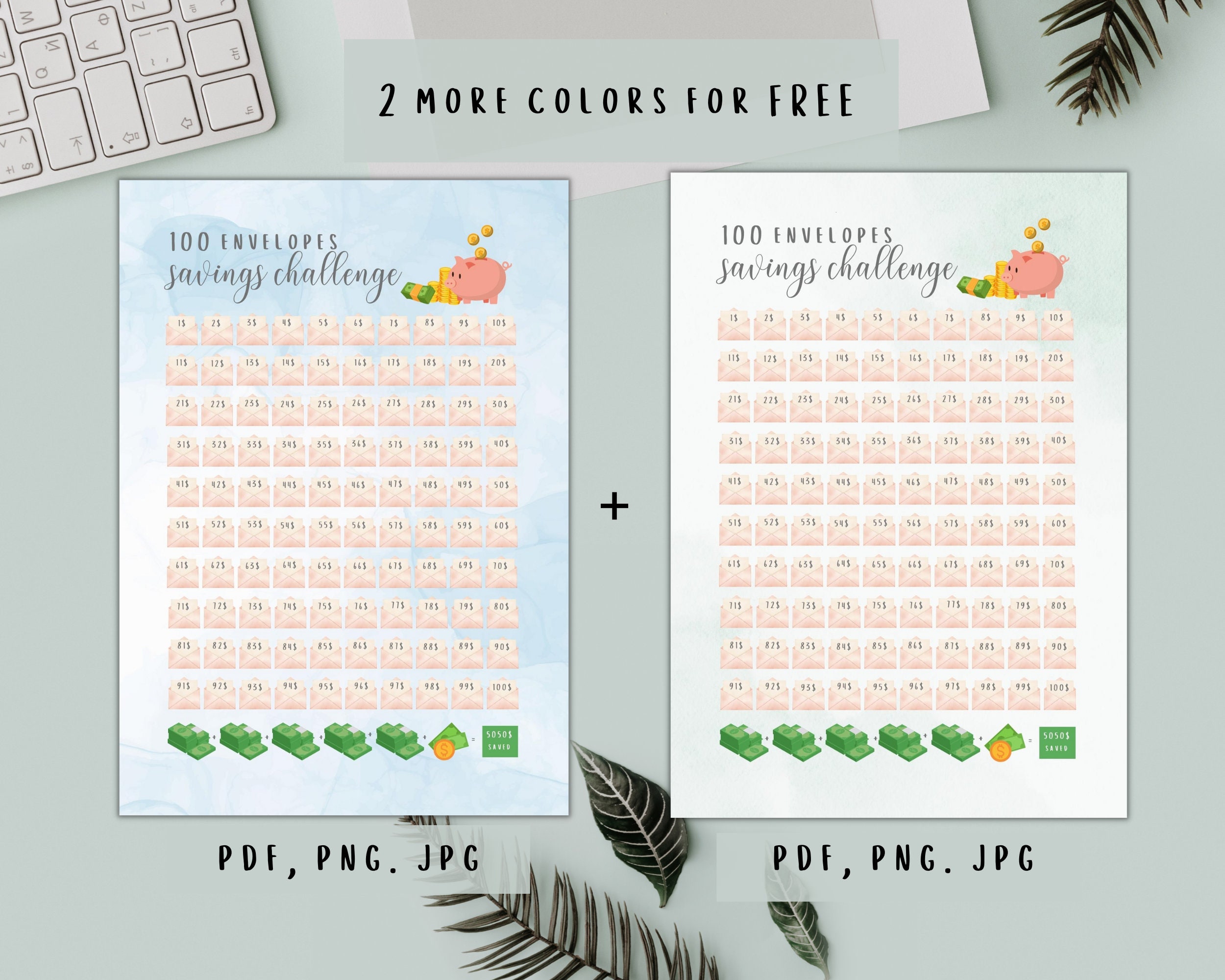 100 Envelope Challenge Printable Tracker. Money Saving Challenge. Save ...