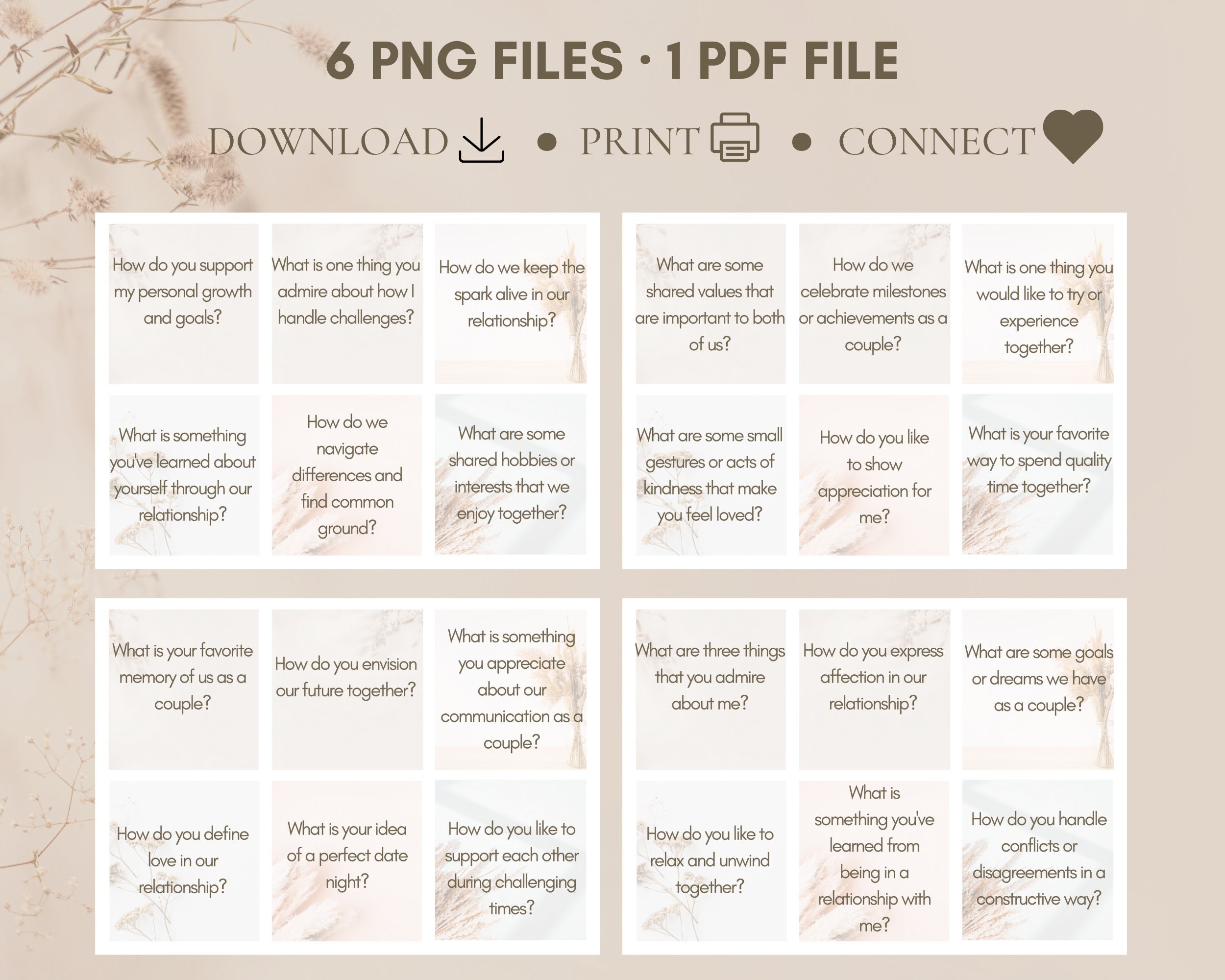 48 Couple Questions Printable Cards: Spark Meaningful Conversations and ...