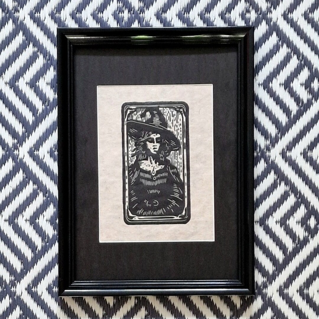 Original Linocuts Hand Printed - Witch - Morgane - Etsy