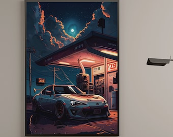 Toyota GT86 FRS BRZ Gr86 Yellow Poster | Anime Style | Initial D ...
