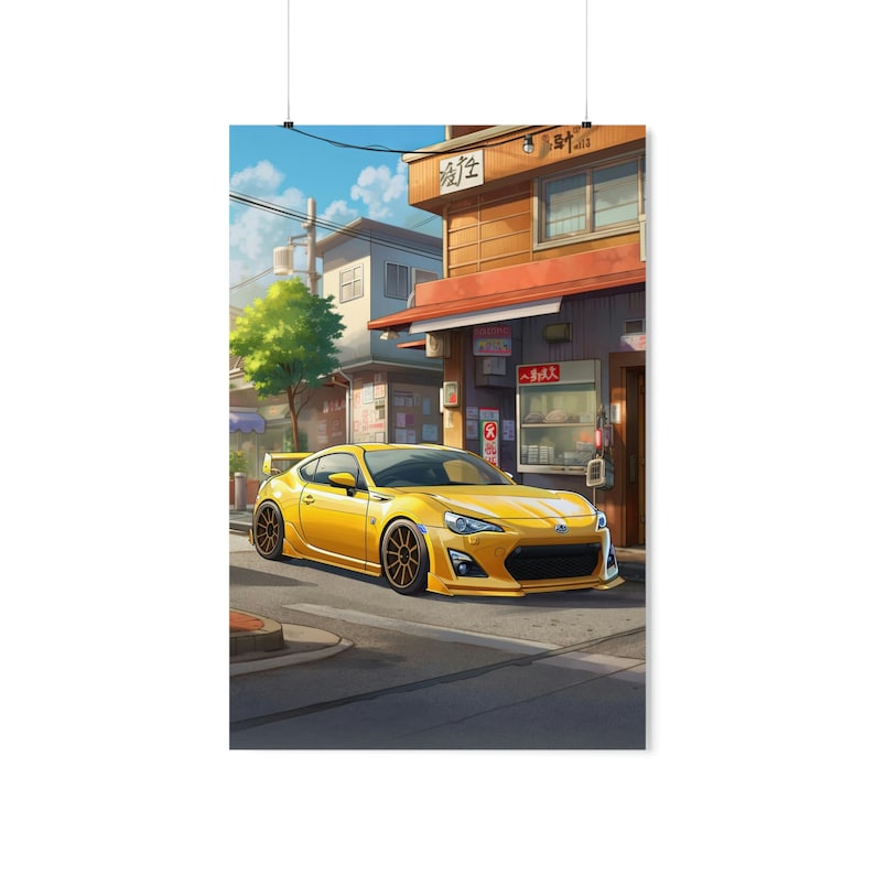 Toyota GT86 FRS BRZ Gr86 Yellow Poster | Anime Style | Initial D ...