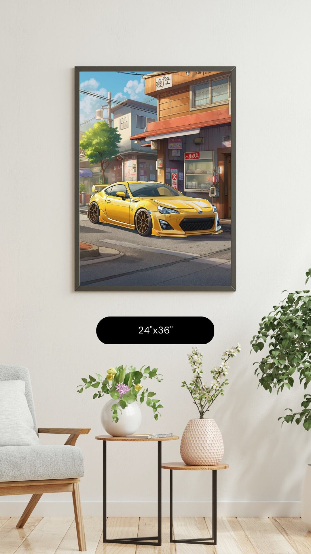Toyota GT86 FRS BRZ Gr86 Yellow Poster | Anime Style | Initial D ...