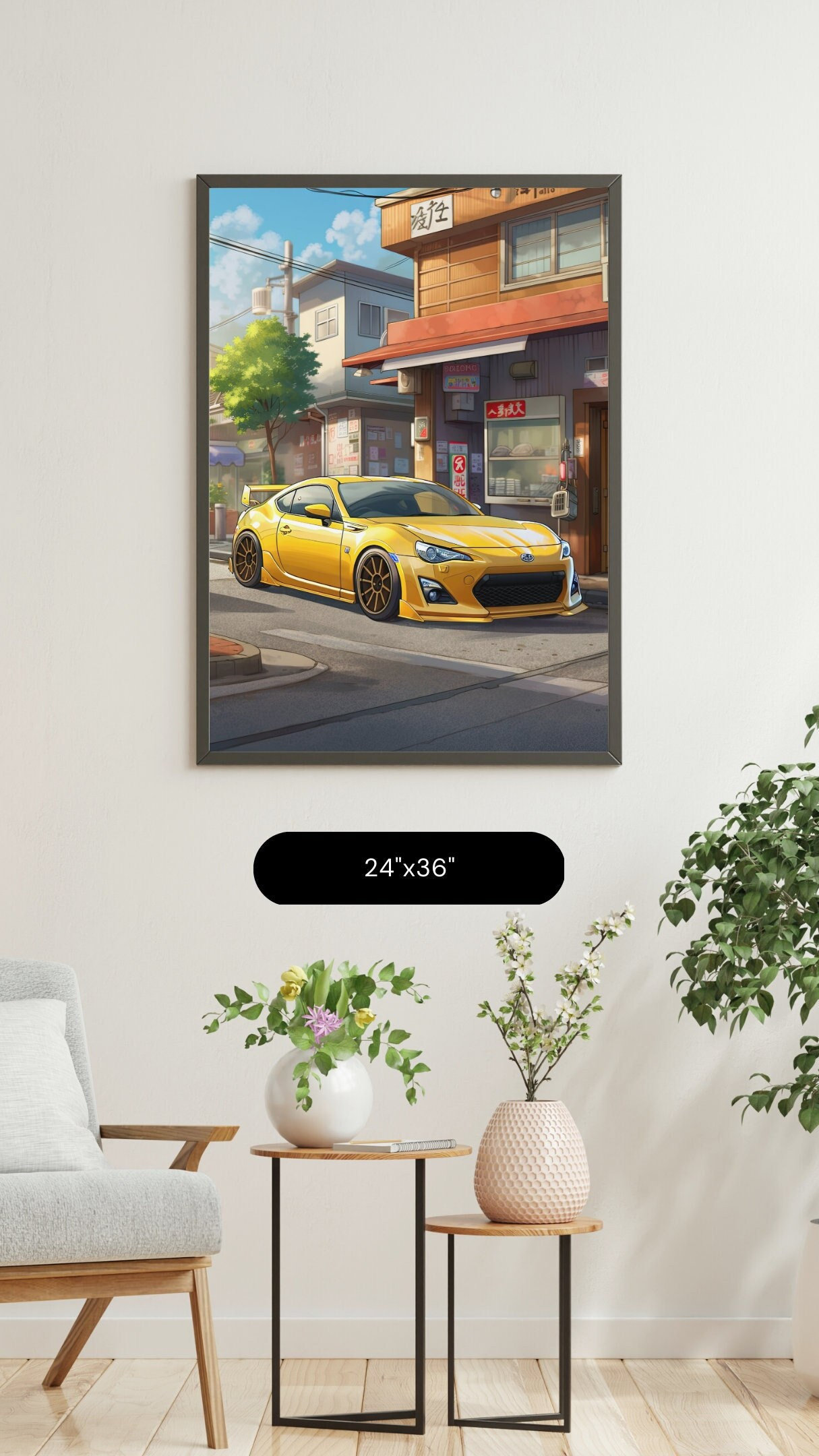 Toyota GT86 FRS BRZ Gr86 Yellow Poster | Anime Style | Initial D ...