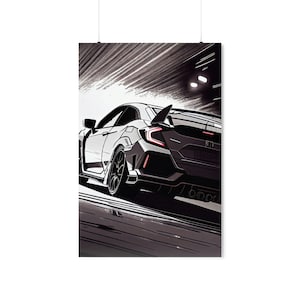 Honda FK8 Civic Type R Manga Style Poster | Initial D Style Poster ...