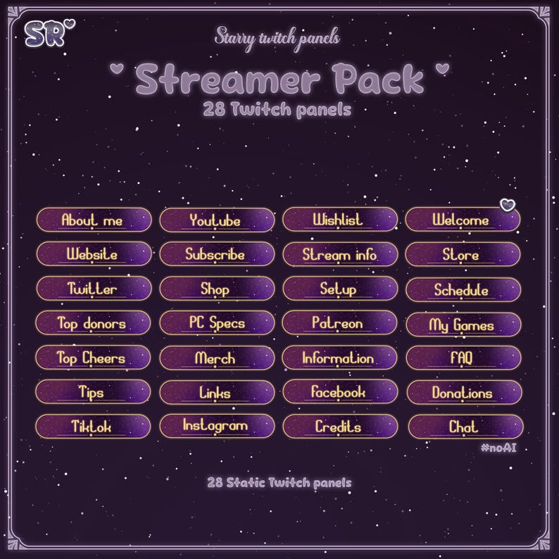 28 Twitch Panels | Celestial Starry Twitch Panels | Purple Vtuber ...