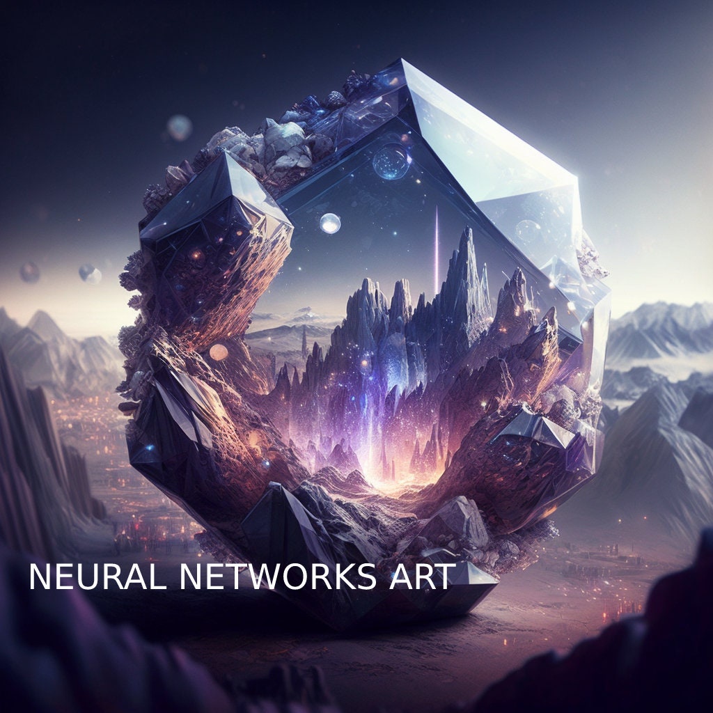 Crystal, City, Space, Neural Network Painting, AI ART, Home Art ...