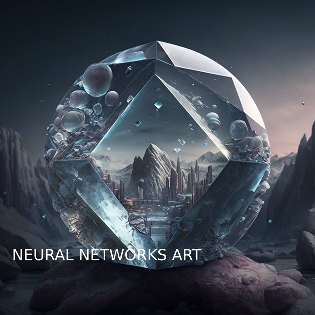 Crystal, City, Space, Neural Network Painting, AI ART, Home Art ...