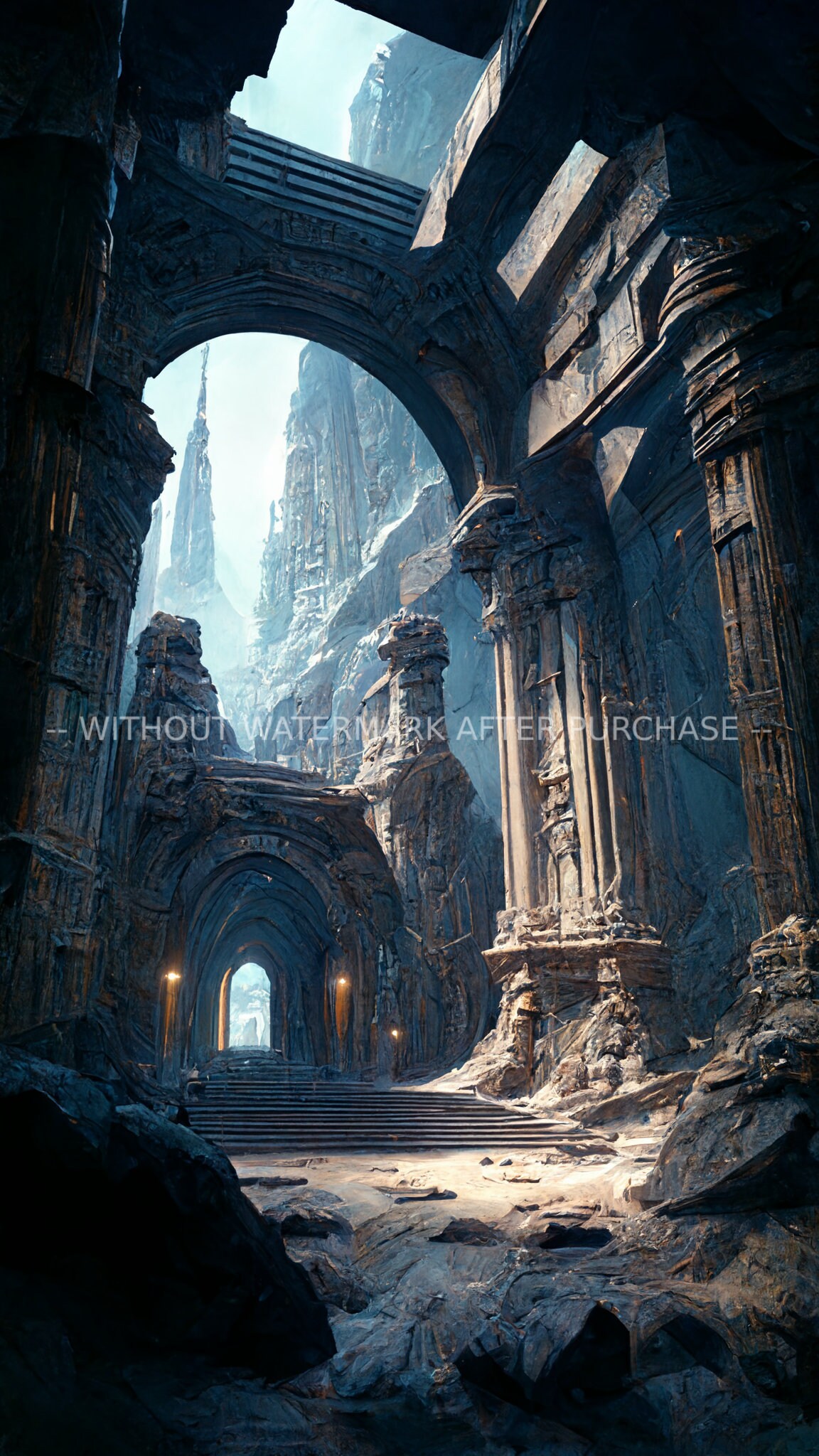 Temple in Rock, Ruin, Picture, Neural Network Painting, AI Art, Home ...