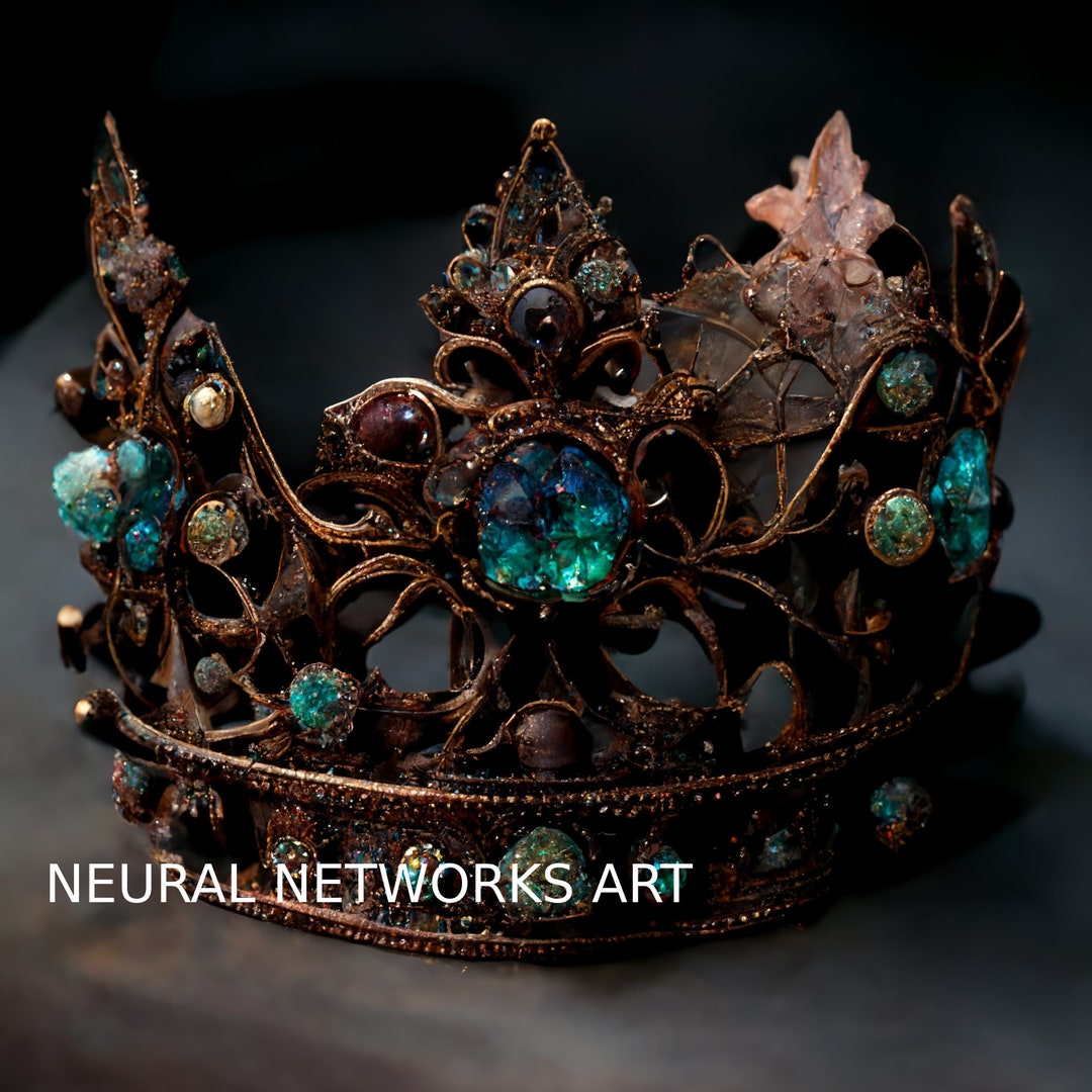 Antique Copper Crown With Gems, Midjourney Picture, Neural Network ...