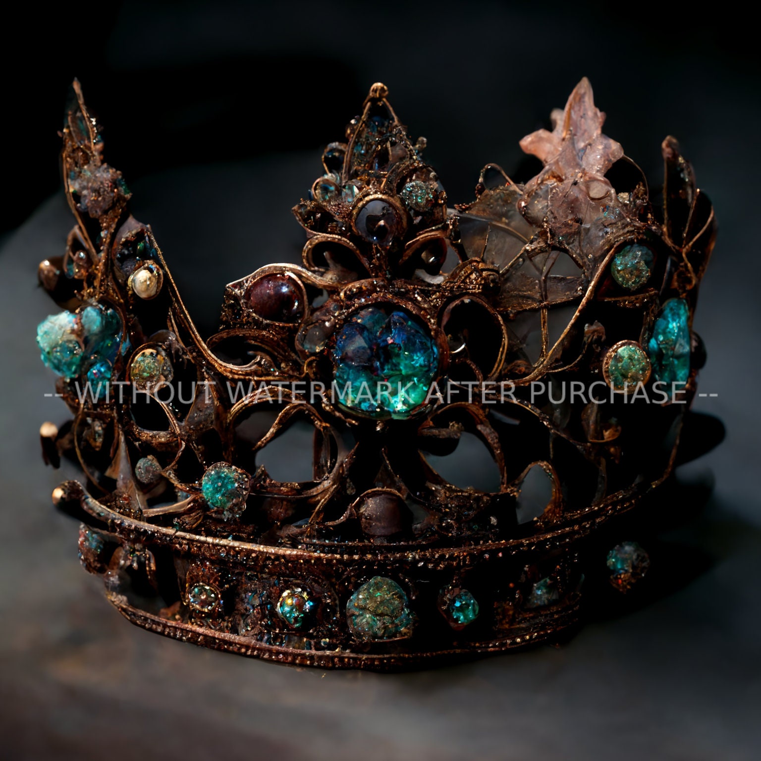 Antique Copper Crown With Gems, Midjourney Picture, Neural Network ...