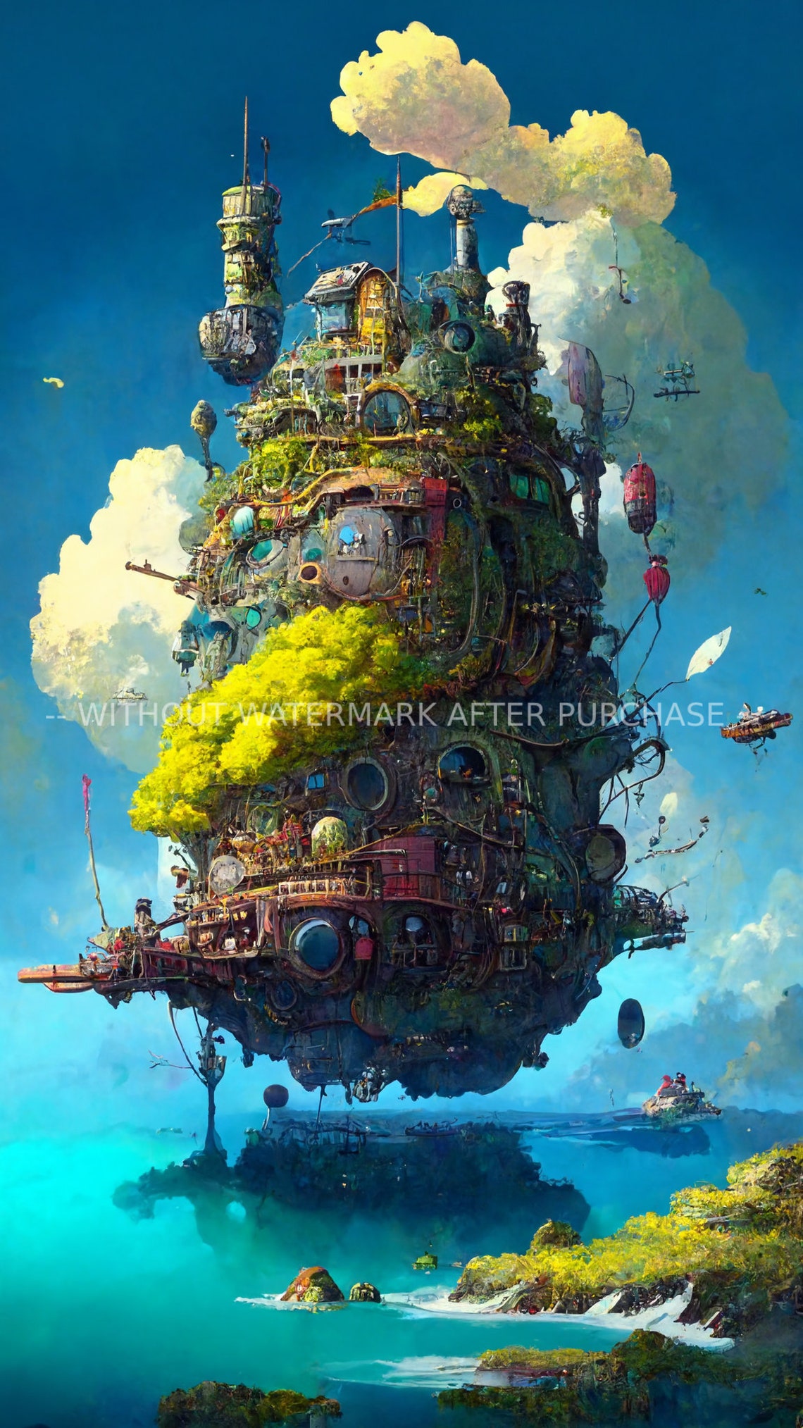 Anime, Floating Island, Steampunk, Midjourney Picture, Neural Network ...