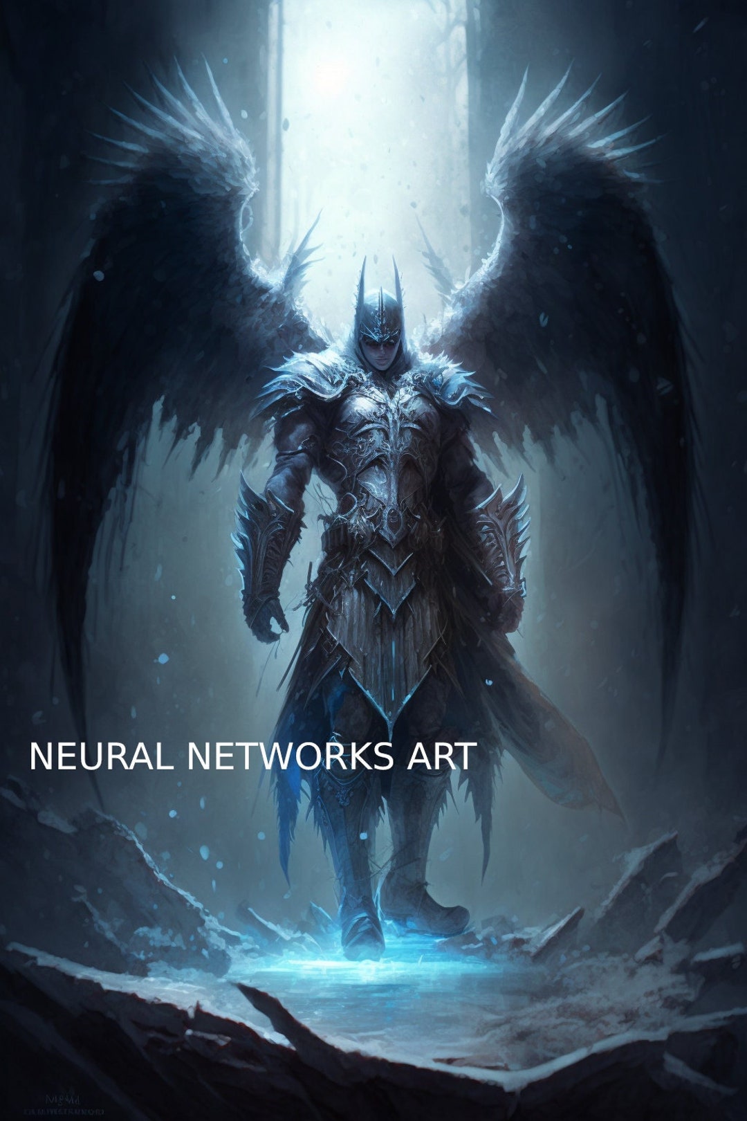 Dark Angel in Armor With Weapons, Midjourney Picture, Neural Network ...