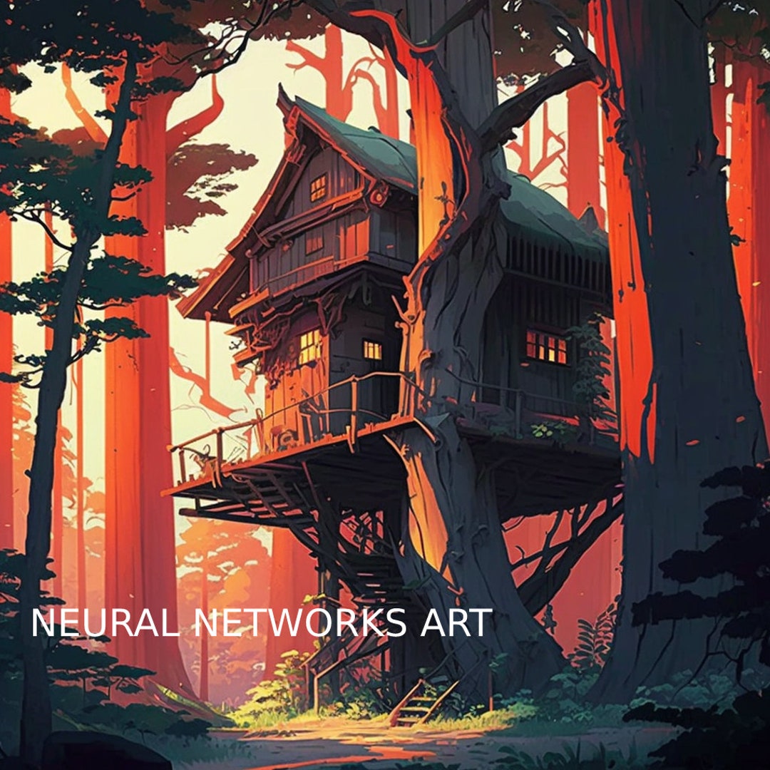 Tree House in Forest, Anime, Midjourney Picture, Neural Network ...