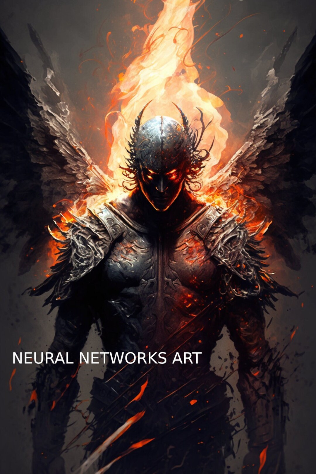 Burning Angel, Flaming Angel in Armor, Midjourney Picture, Neural ...
