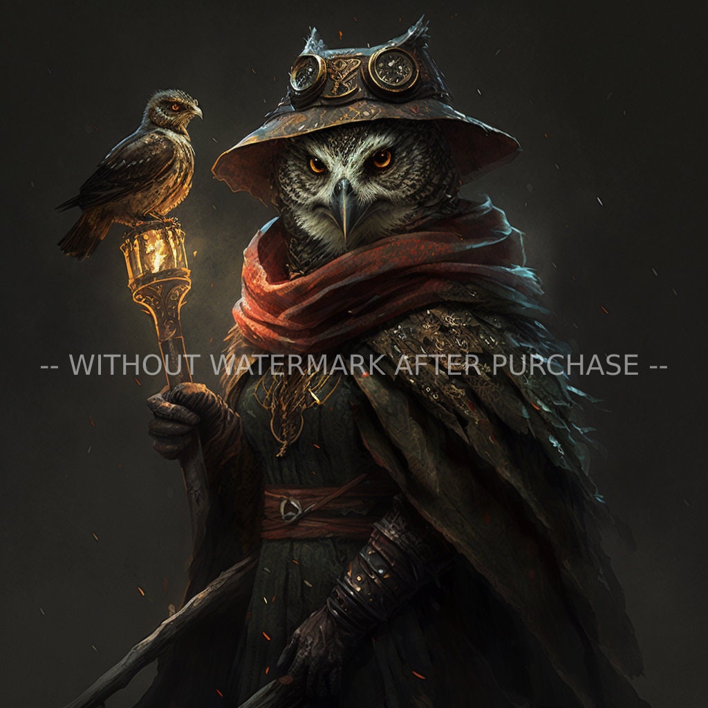 Fantasy Owl With a Torch in a Hat. Midjourney Picture, Neural Network ...