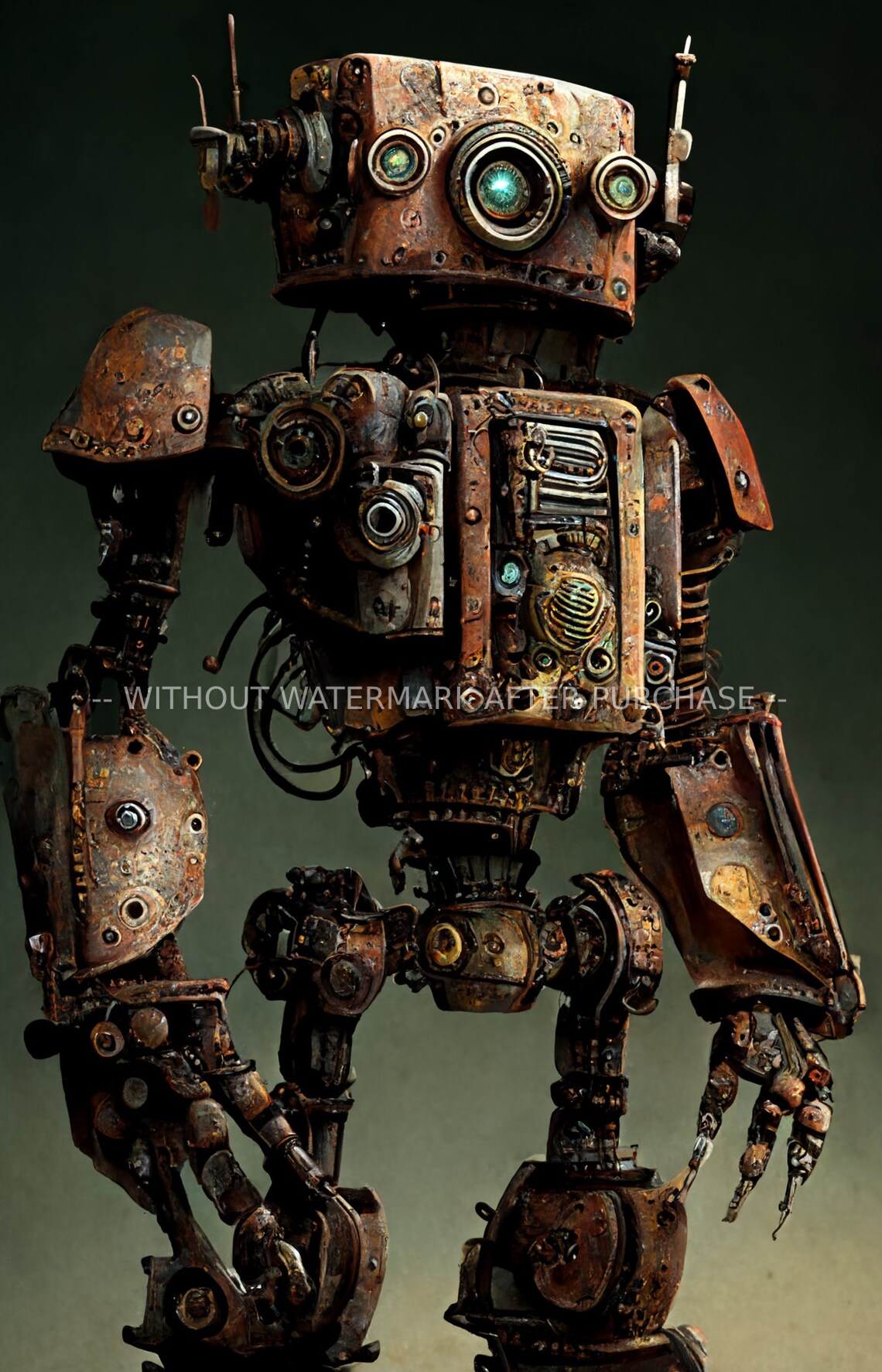 Old Rusty Droid, Steampunk Robot, Neural Network Painting, Midjourney ...