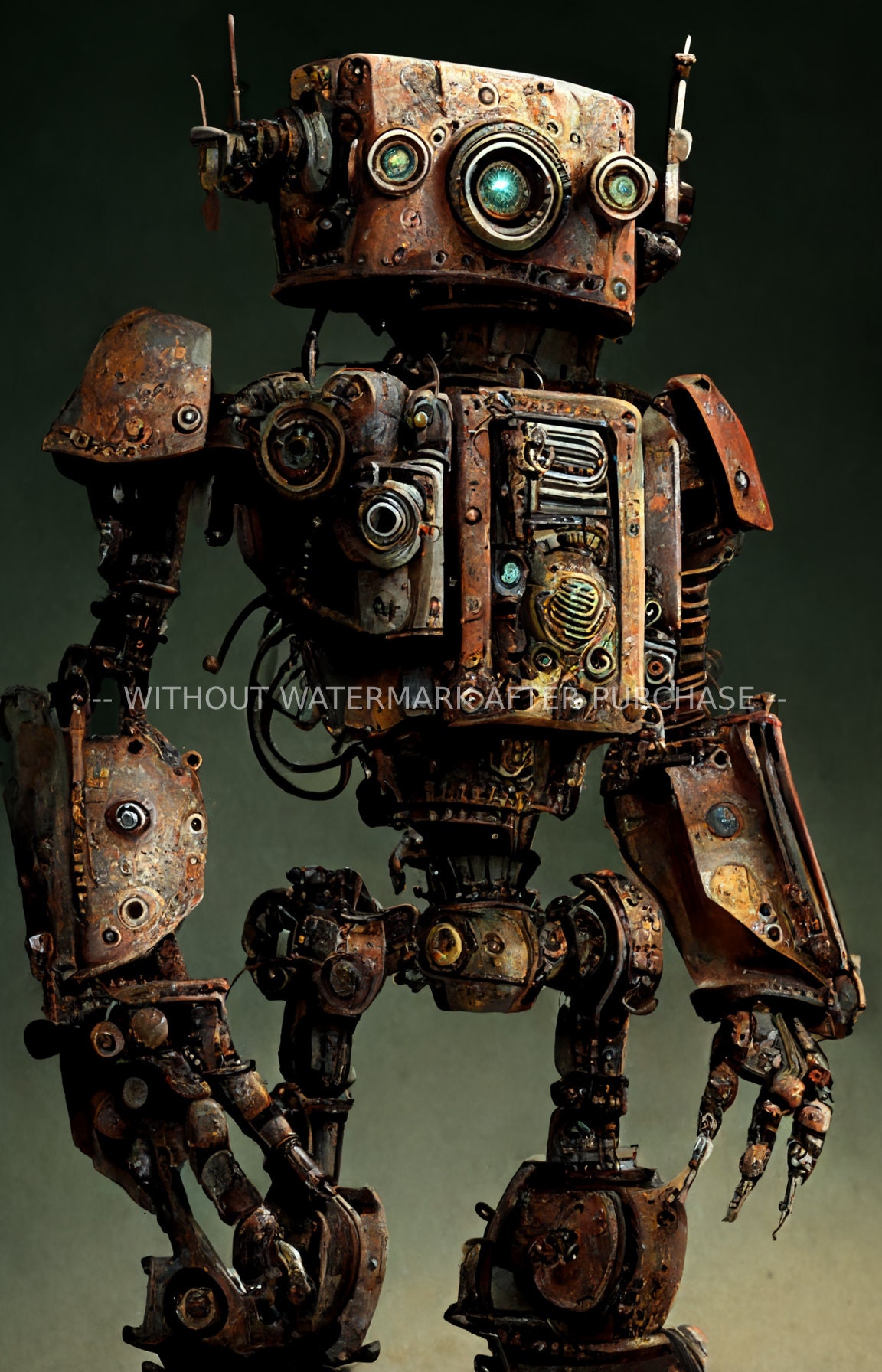Old Rusty Droid, Steampunk Robot, Neural Network Painting, Midjourney ...