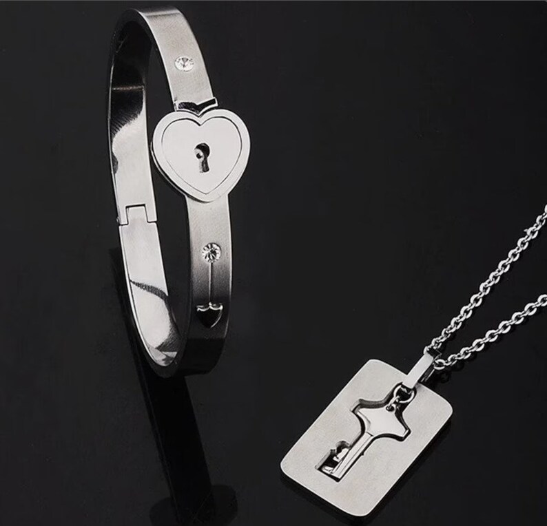 Lock Key Bracelet Set for Couples Titanium Stainless Steel - Etsy UK