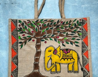 Hibiscus Hand Painted Jute Bag for Women - Etsy