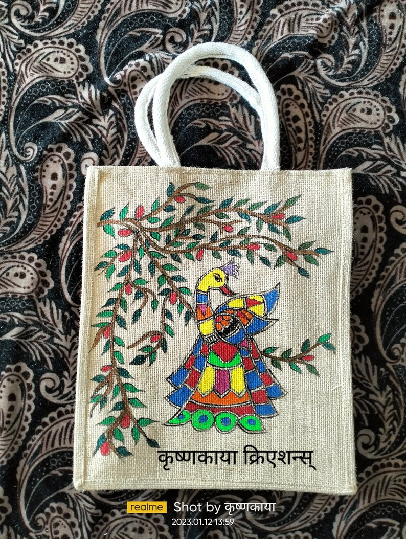 Hand Painted Natural Jute Bag - Etsy