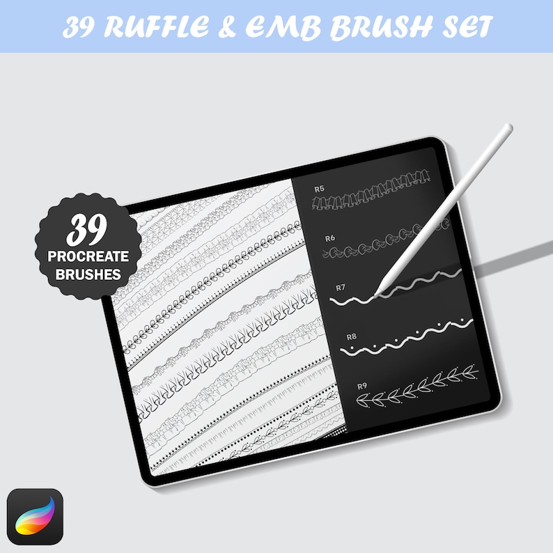 Procreate Ruffle & Emb Stitches Brush Set – 39 Unique Brushes - Etsy