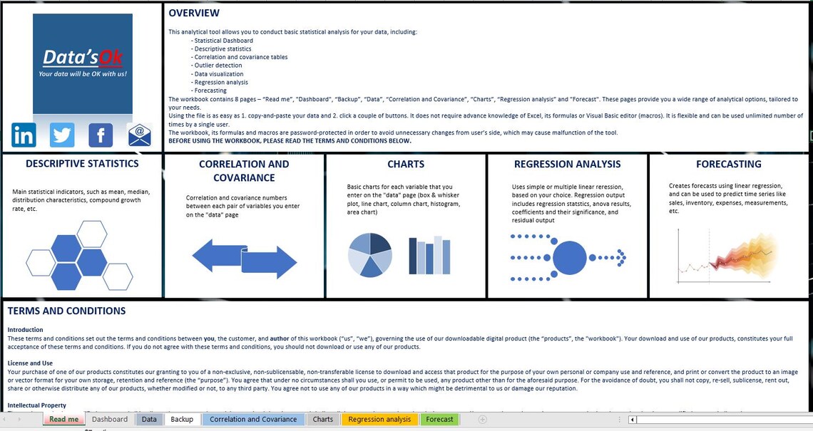 Statistical Analysis Excel Dashboard - Etsy