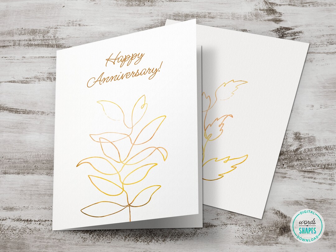 Printable Happy Anniversary Card, Anniversary Greeting Card, Golden ...