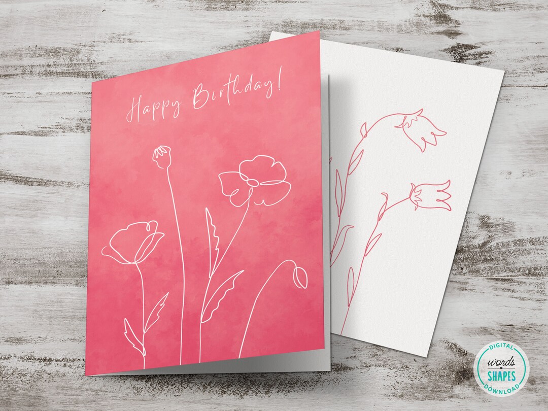 Printable Happy Birthday Card, Birthday Greeting Card, Girl Birthday ...